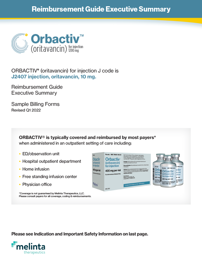 Coding & Reimbursement | Orbactiv® (oritavancin) for injection